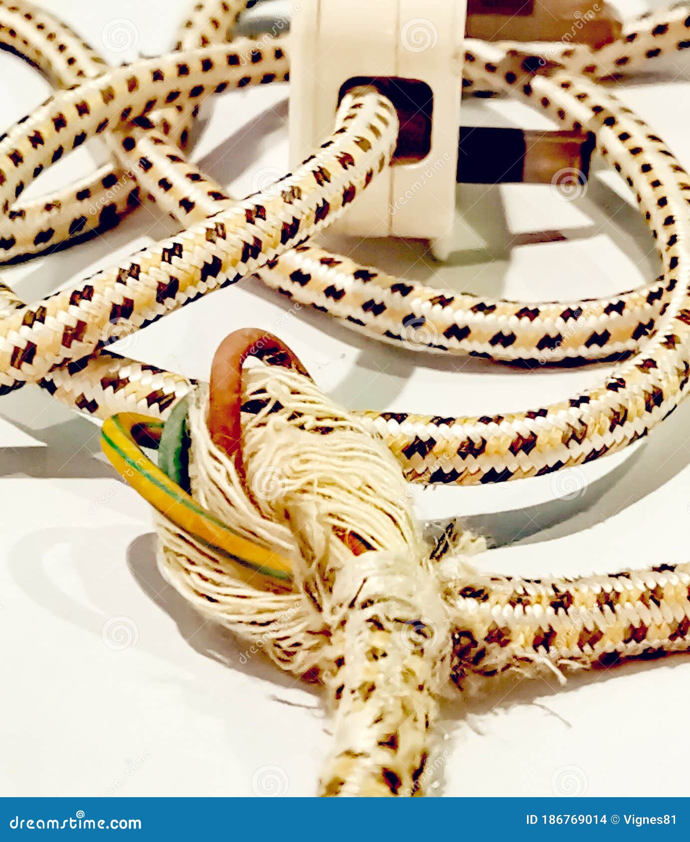 Frayed wire insulation stock photo. Image of electric - 186769014