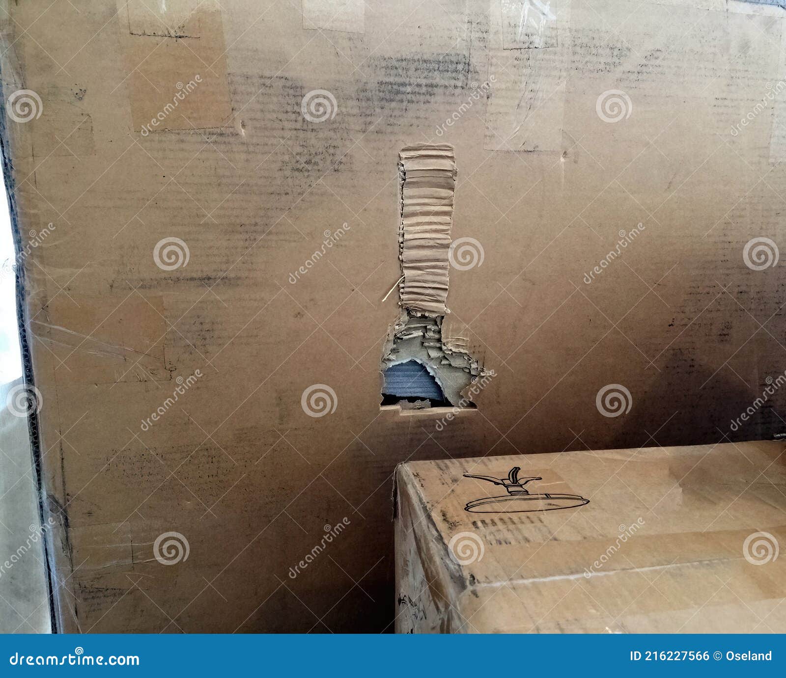 Freight Damage on Large Shipping Box. Stock Photo - Image of ...