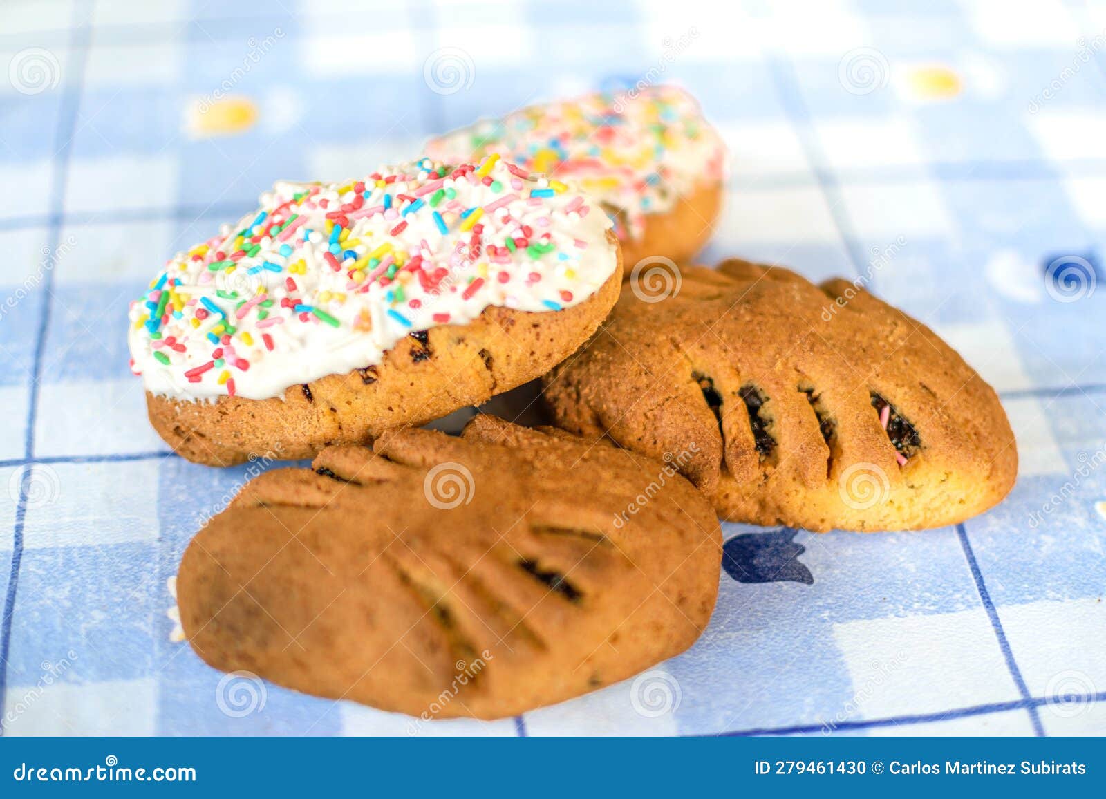 Image of Freshly Made Tea Pastries Exposed in Blue Table Background ...