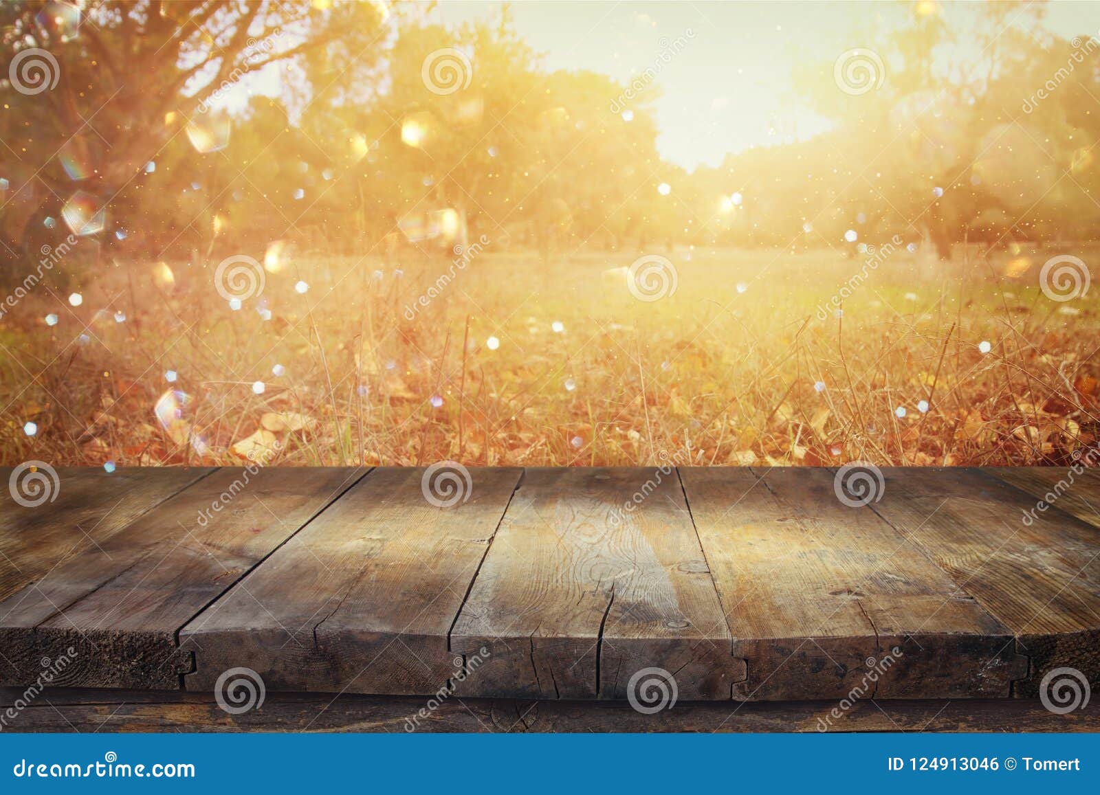 Image of Front Rustic Wood Boards and Background of Fall Leaves Stock ...