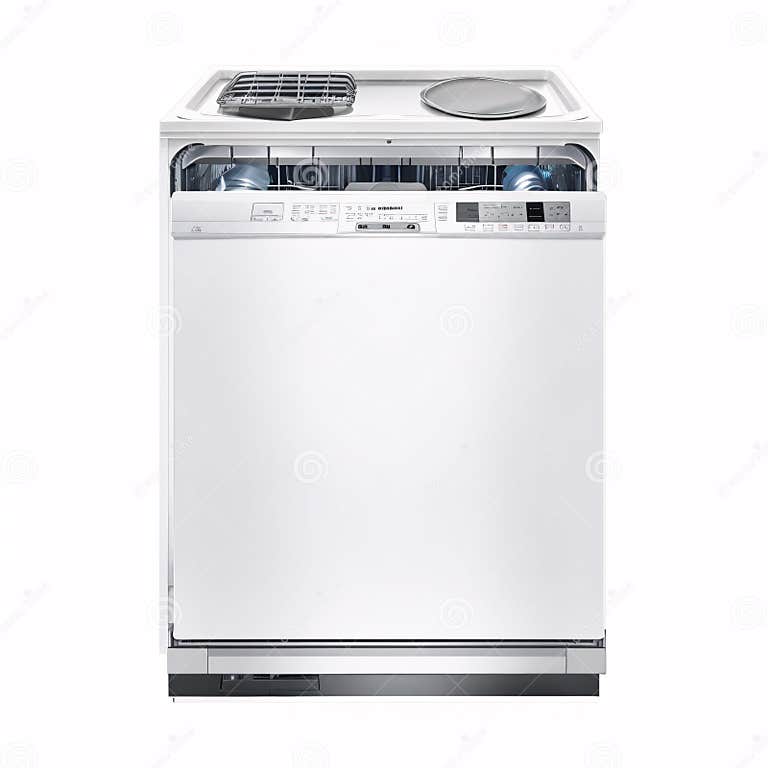 Front View of a Modern Open Dishwasher Range. Stock Illustration ...