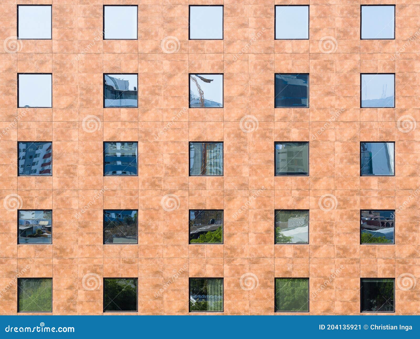 Image of Frontal Facade of Building Full of Windows. Windows Pattern in ...