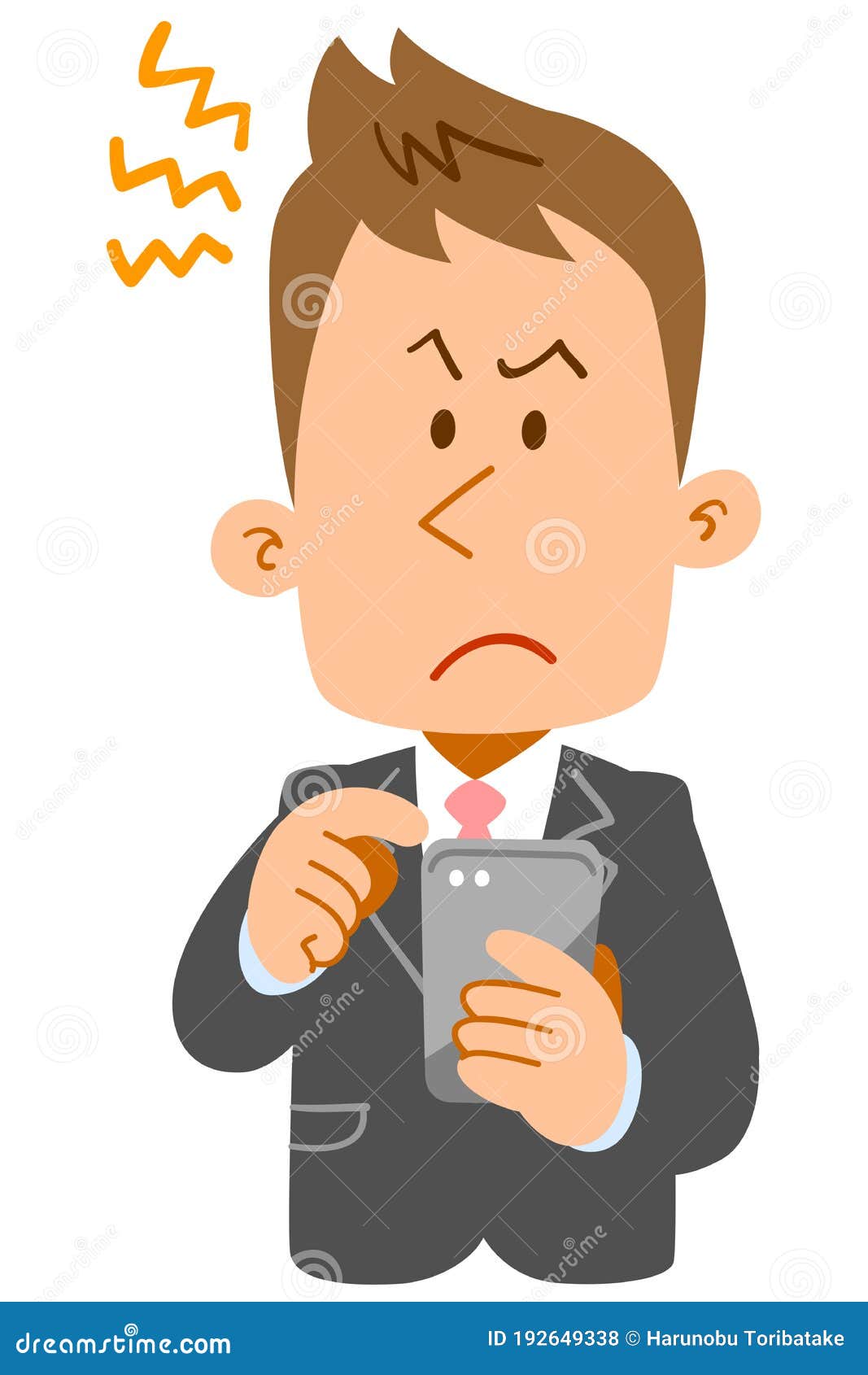 Frustrated Look of a Young Businessman Operating a Smartphone Stock ...