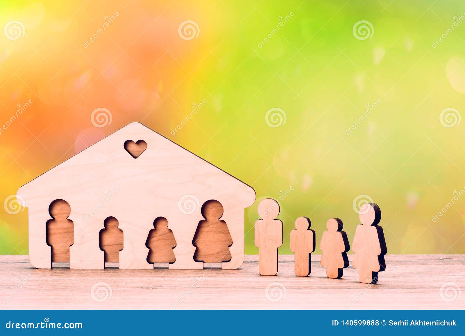 The Image of a Full Family. Wooden Figures Stock Photo - Image of ...