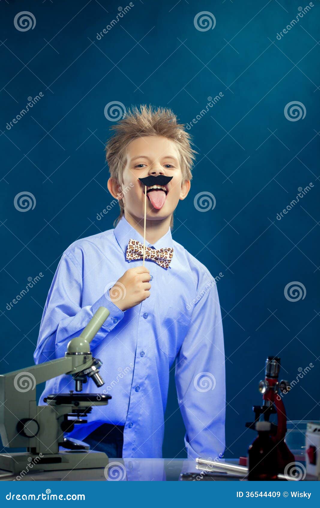Image of Funny Boy Fooling Around in Chemistry Lab Stock Image - Image ...
