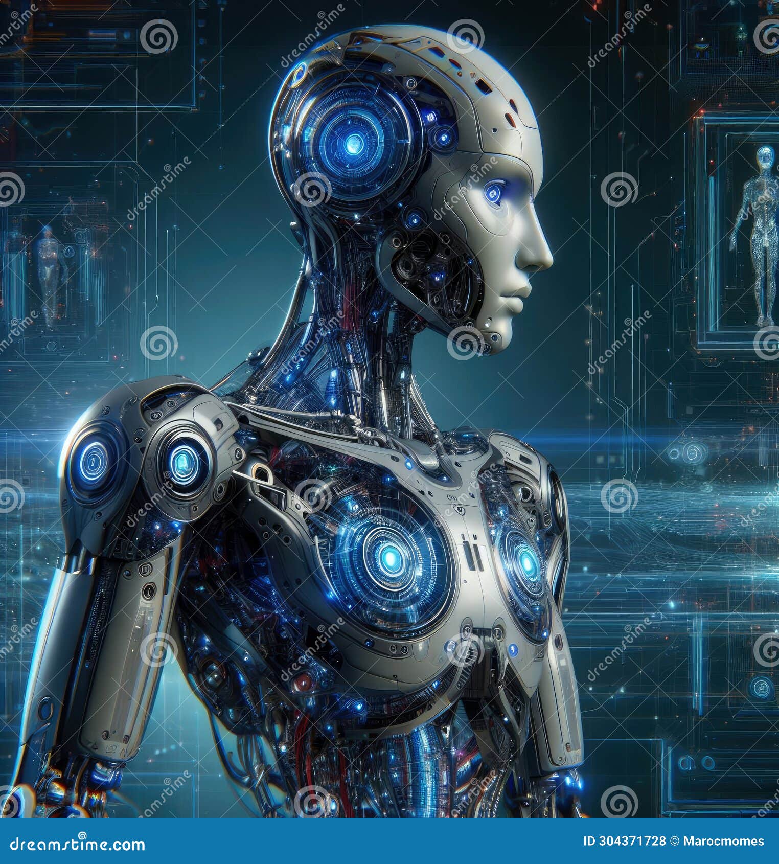 Futuristic Artificial Intelligence, Cyborg Bionic Human Robotic ...