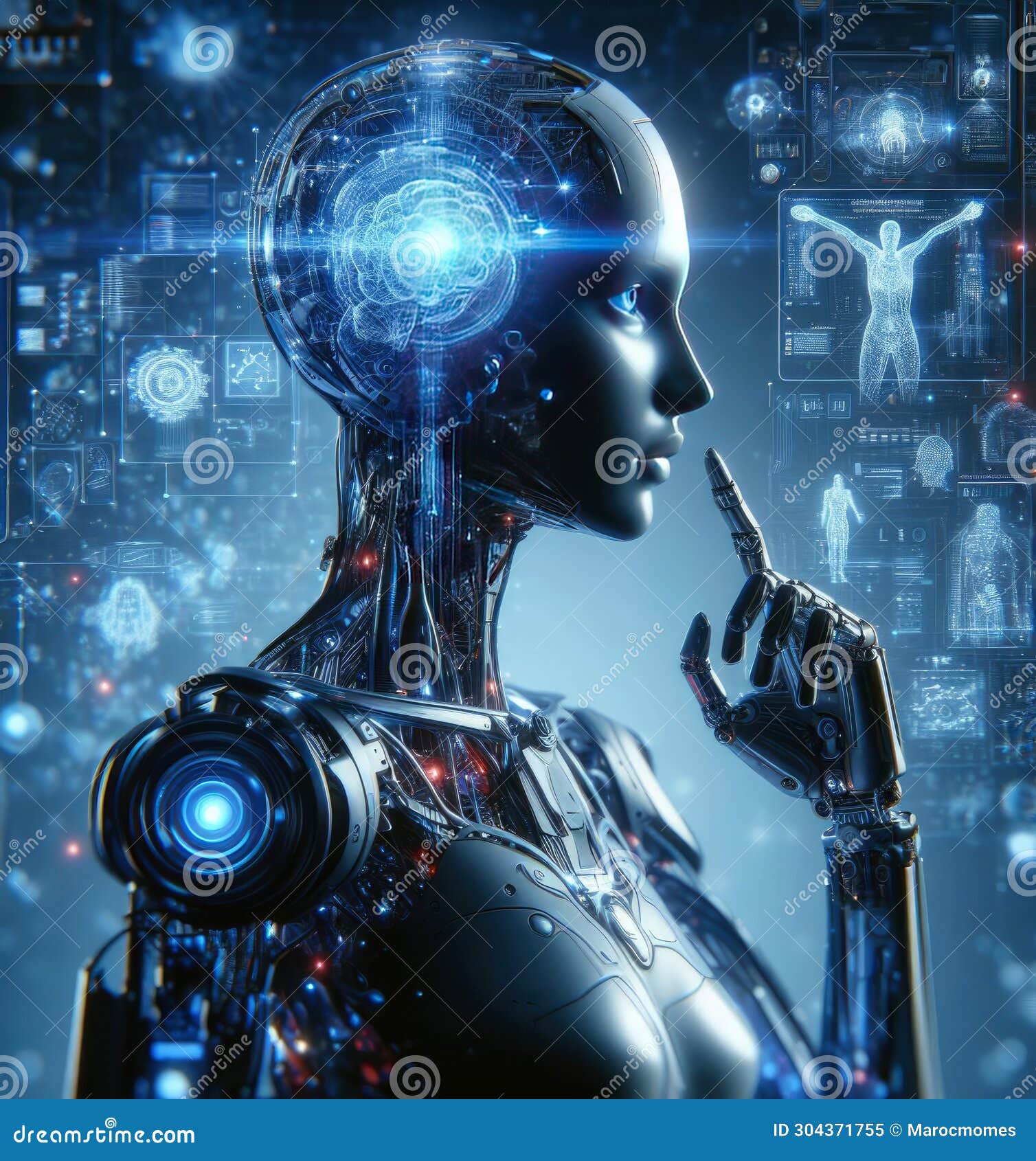 Futuristic Artificial Intelligence, Cyborg Bionic Human Robotic ...