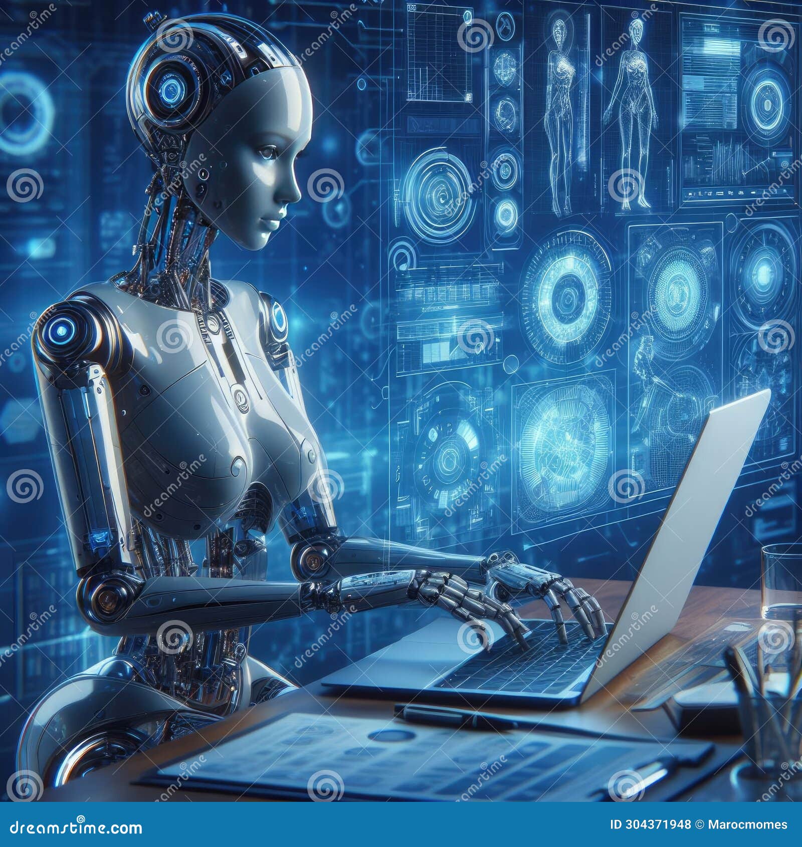 Futuristic Artificial Intelligence, Cyborg Bionic Human Robotic ...