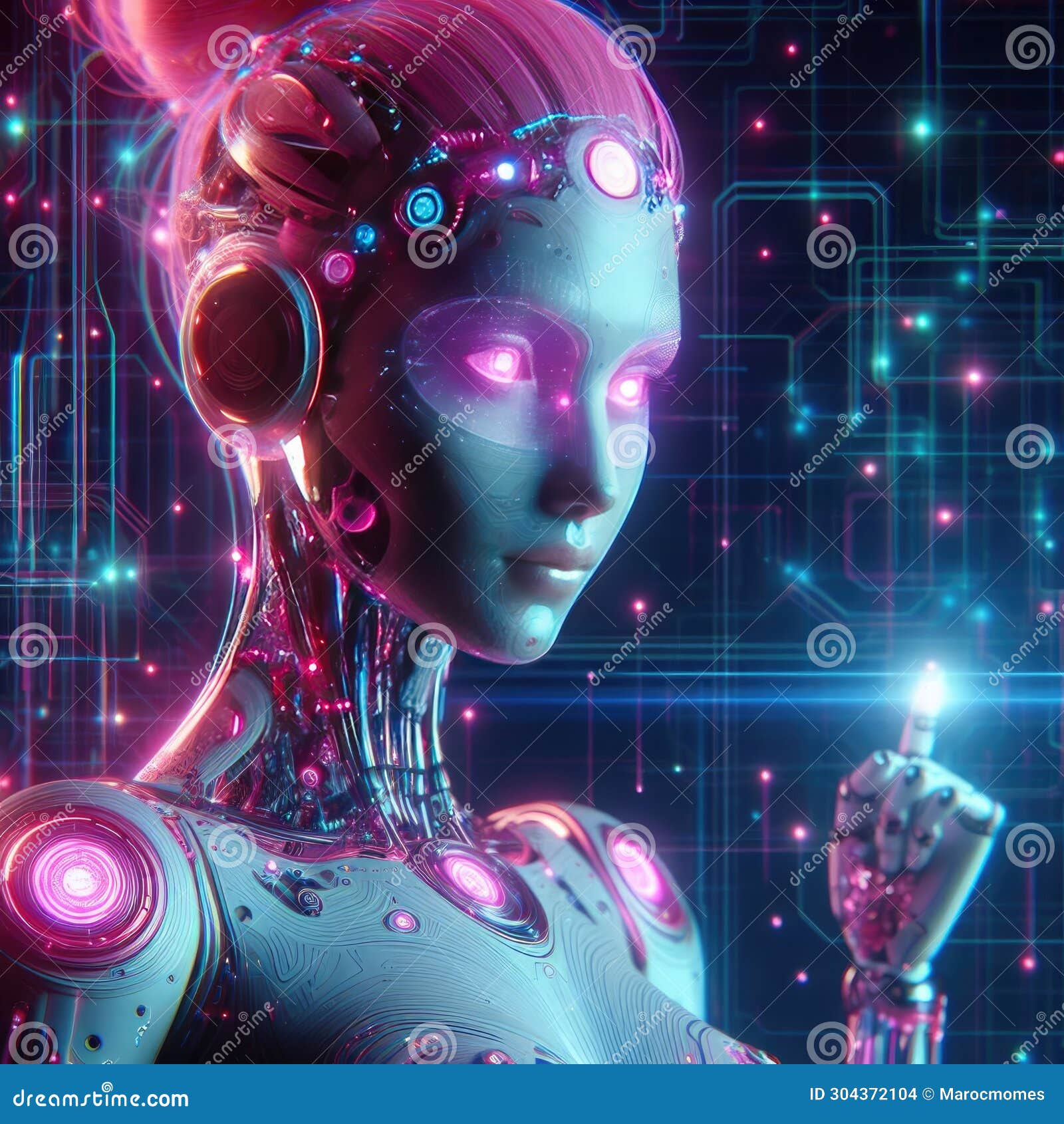 Futuristic Artificial Intelligence, Cyborg Bionic Human Robotic ...