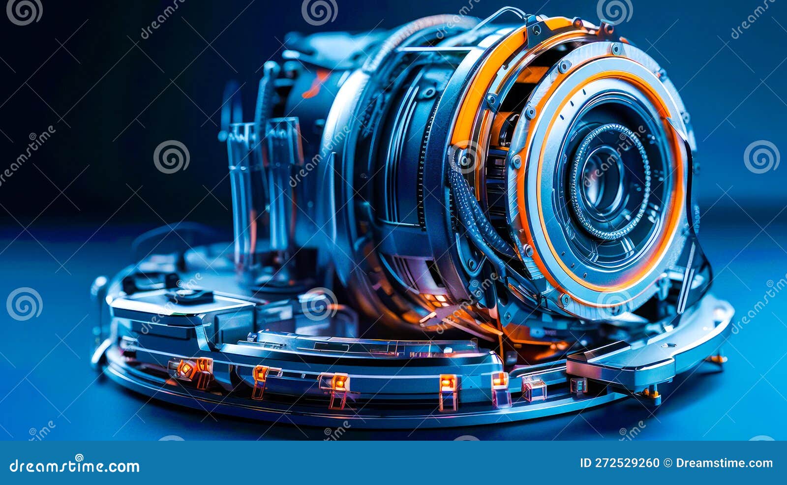 An Image of Futuristic Camera on Blue Background. Generative AI Stock ...