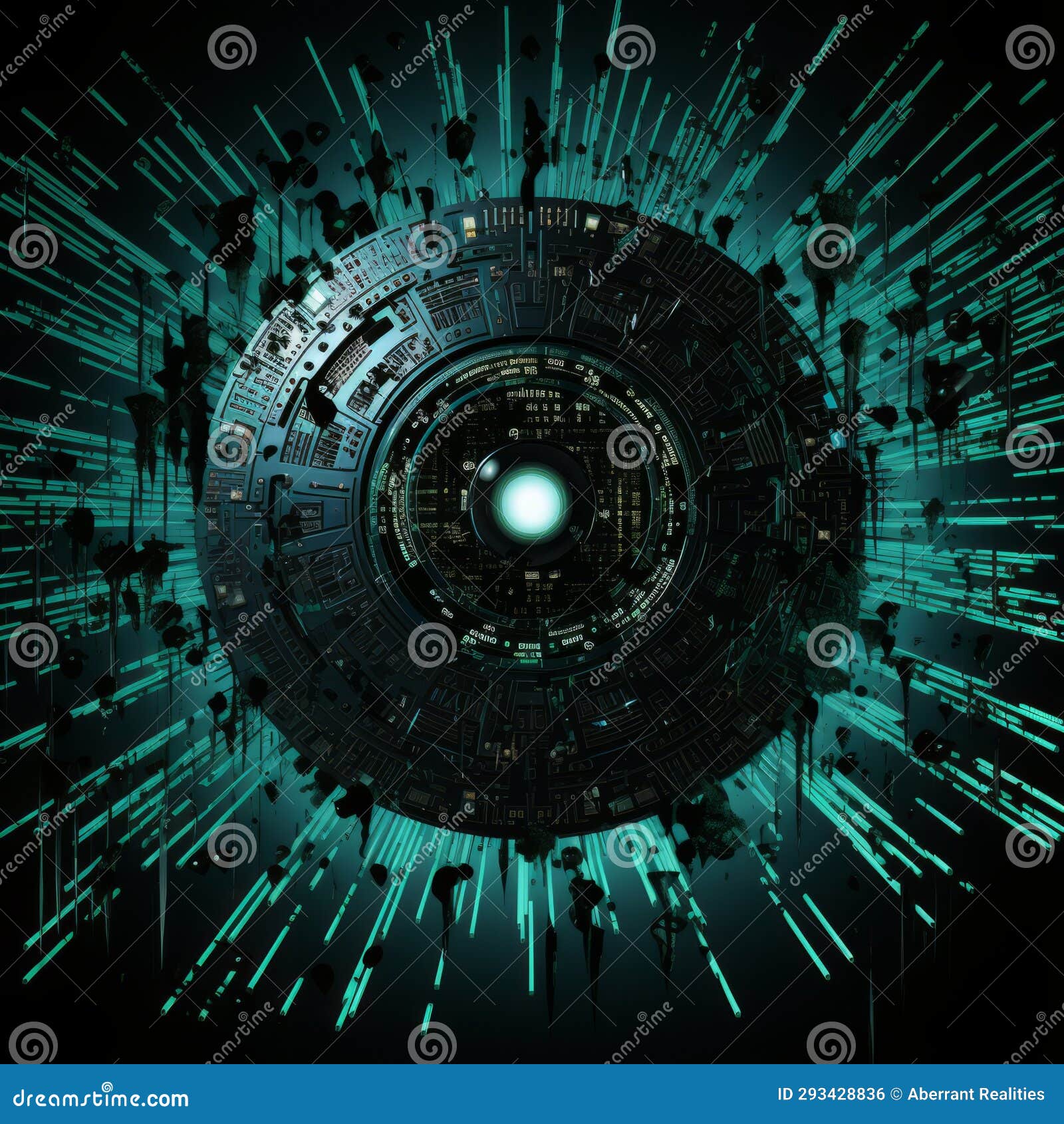 An Image of a Futuristic Computer with a Green Light Coming Out of it ...