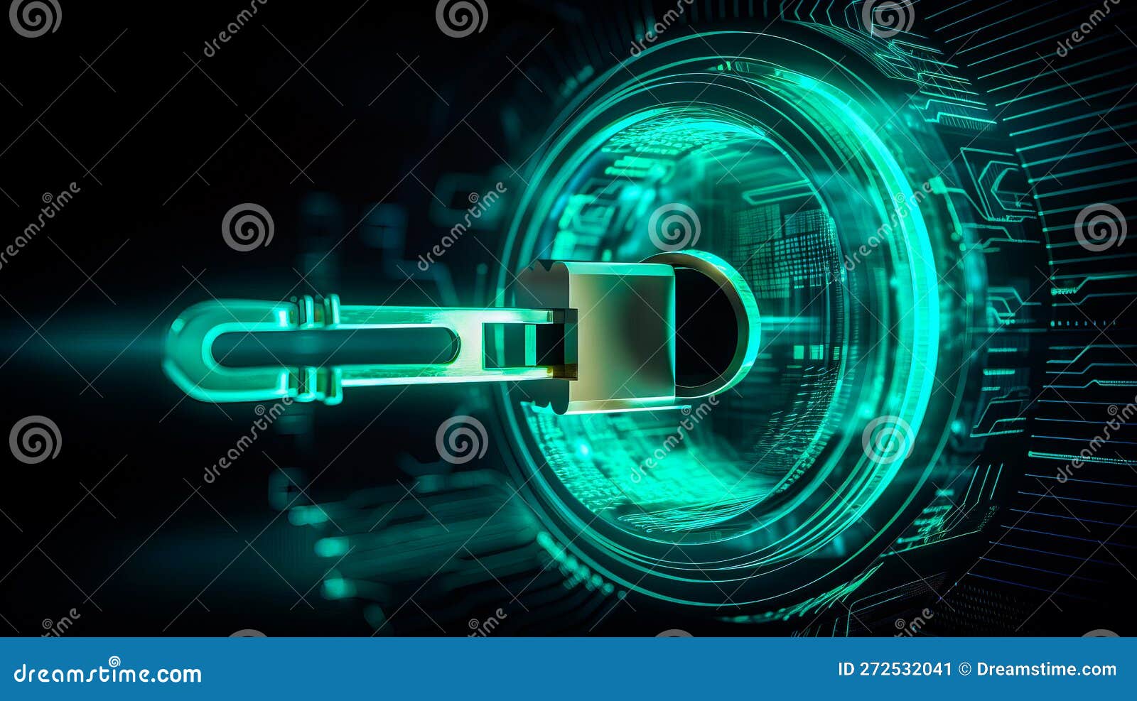 An Image of Futuristic Lock on Black Background. Generative AI Stock ...