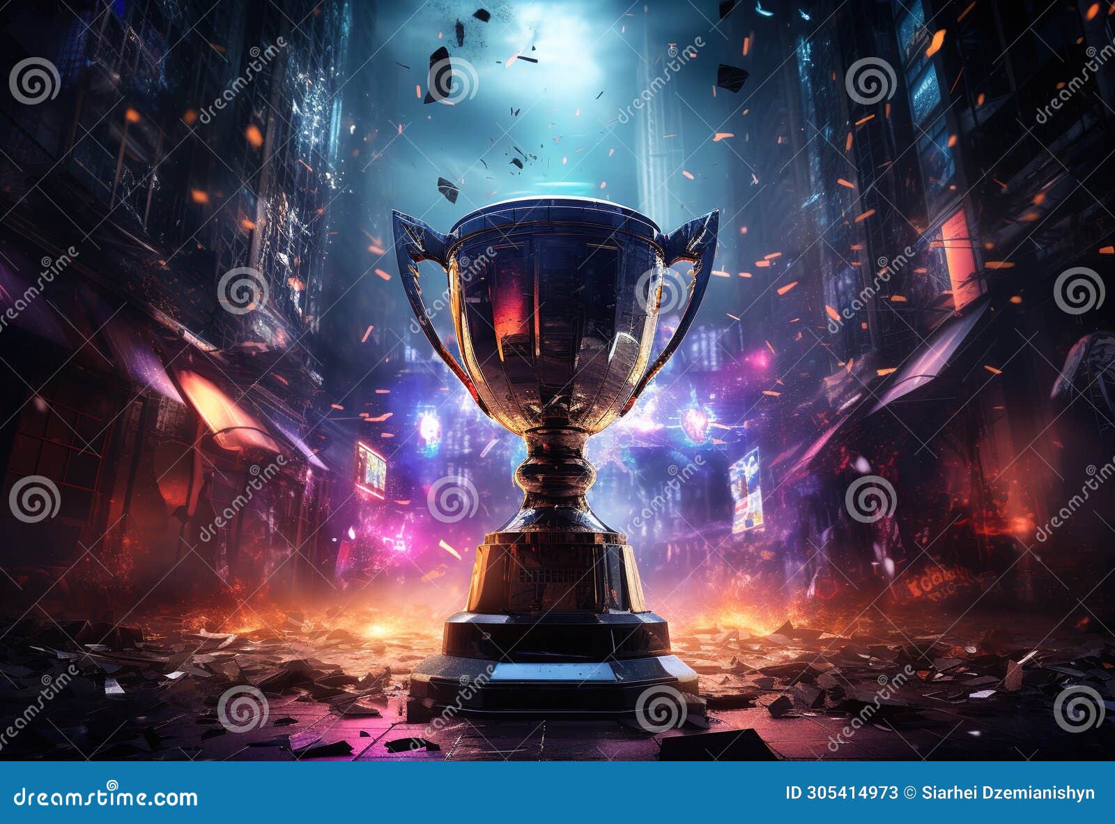 Image of a Futuristic Trophy in a Sci-fi Setting. the Trophy is in the ...