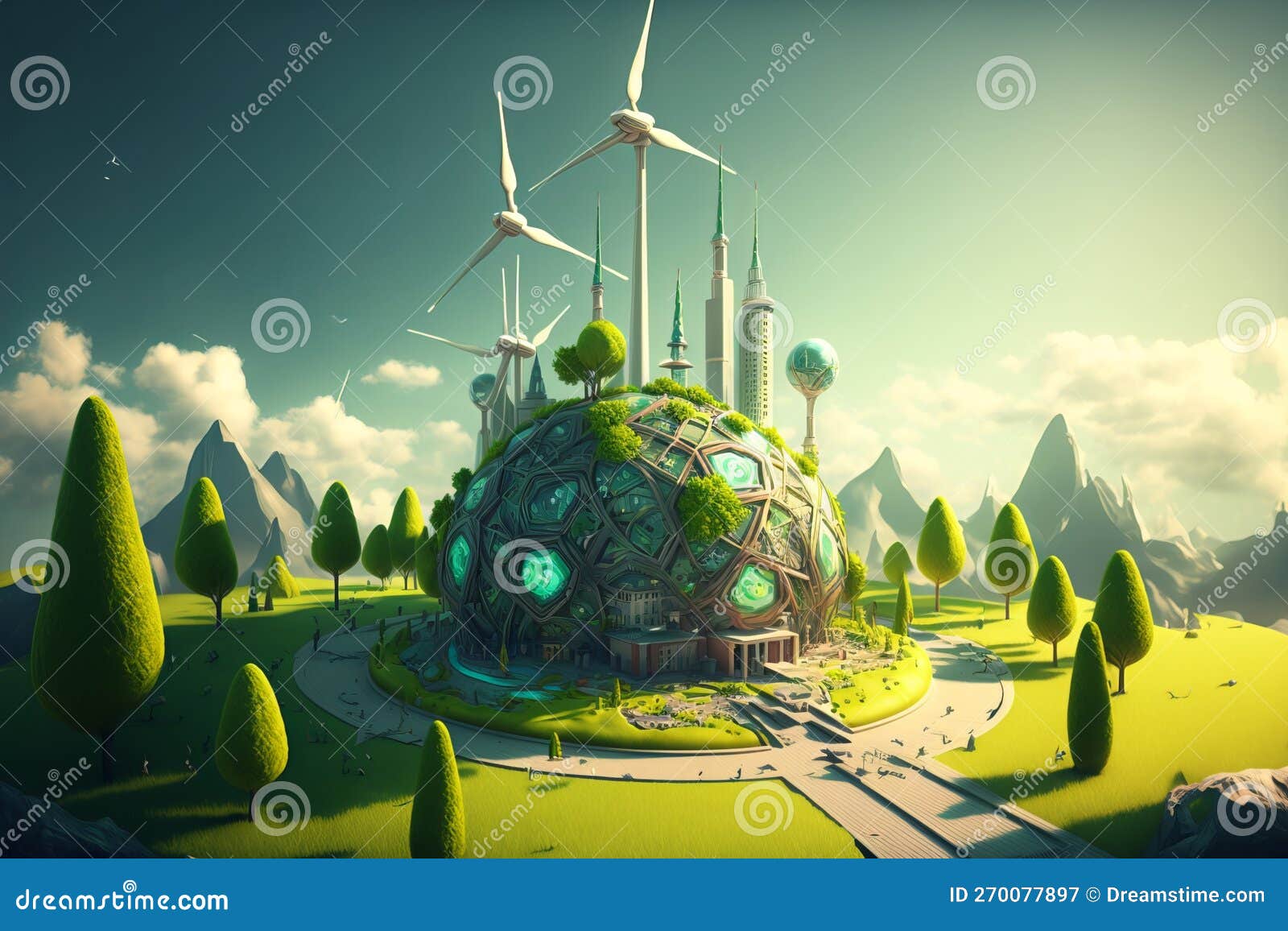 Eco-Friendly World with Clean Green Wind Energy - Generative Ai ...