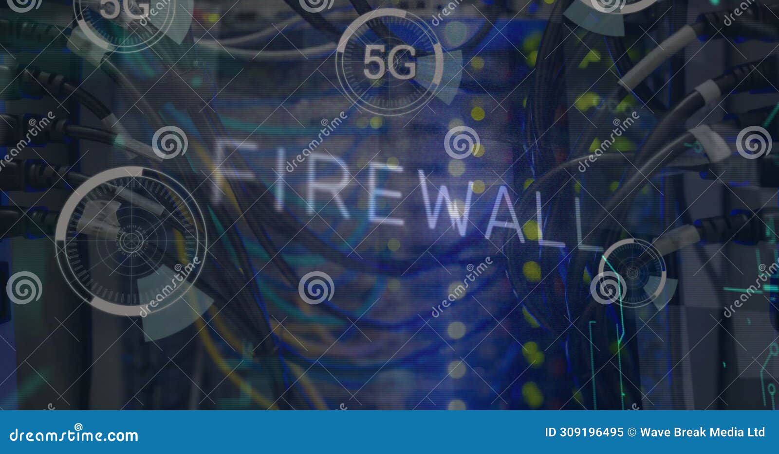 Image of 5g and Firewall Over Server Wires Stock Image - Image of ...