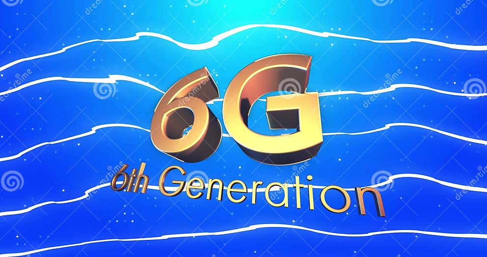 Image of 6g Generation Over Blue Background with Lines Stock ...