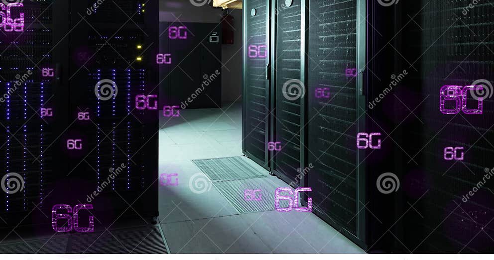 Image of 6g Text Banners Floating Against Computer Server Room Stock ...