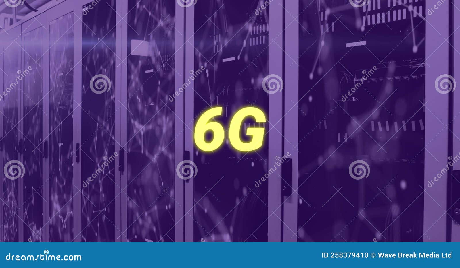 Image of 6g Text with Network of Connections Over Server Room Stock ...