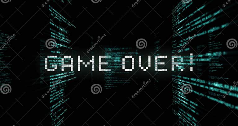 Image of Game Over Text Over Data Processing on Black Background Stock Illustration ...