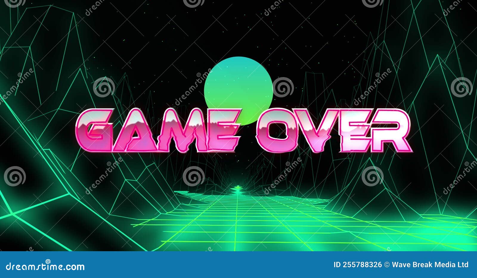 Image of Game Over Text Over Digital Mountains Stock Illustration ...