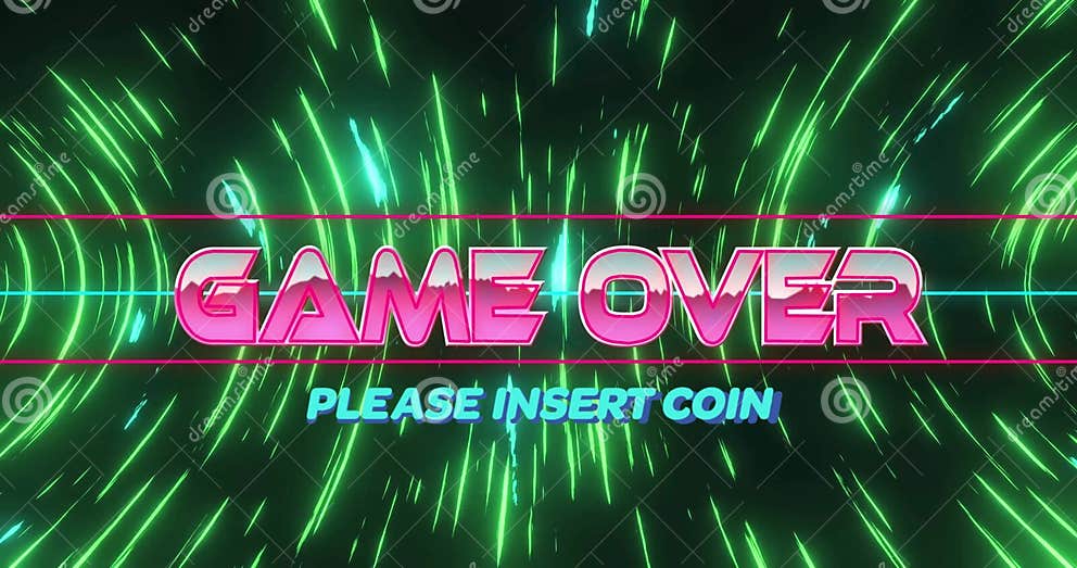 Image of Game Over Text Over Neon Trails on Black Background Stock ...