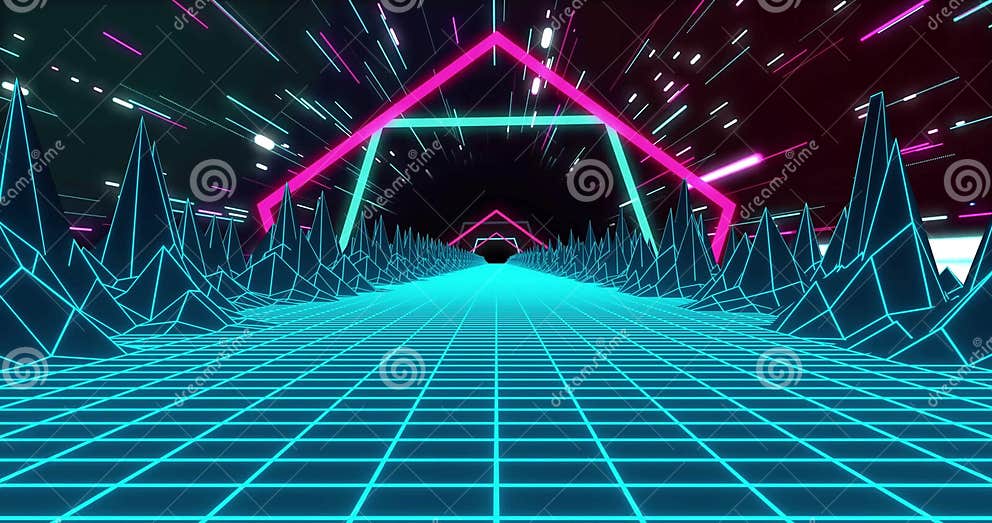 Image of Image Game Screen with Neon Patten on Black Background Stock ...