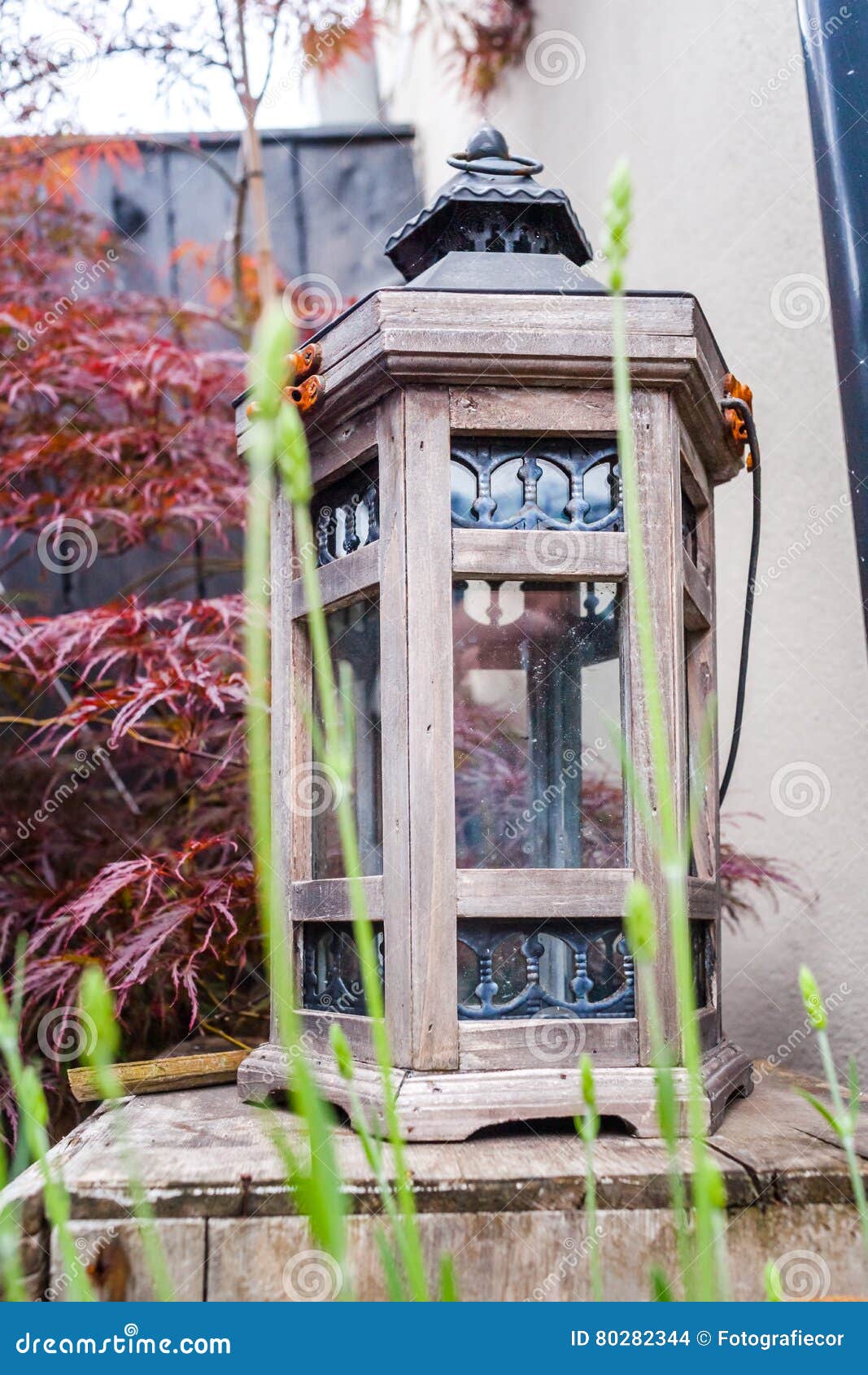 Image of Garden Still Life with Lantern Stock Photo - Image of glass ...
