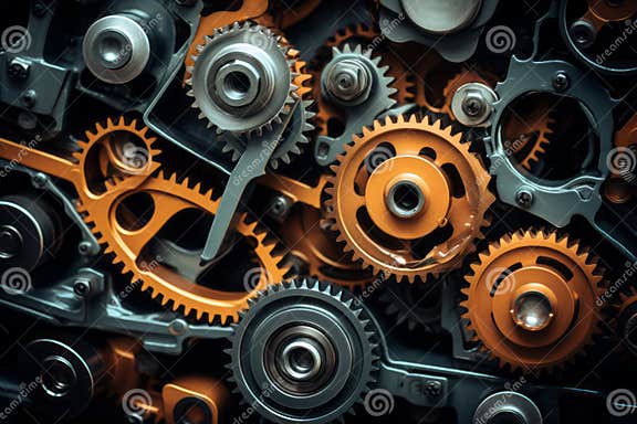 An Image of Gears and Cogs on a Black Background Stock Illustration ...
