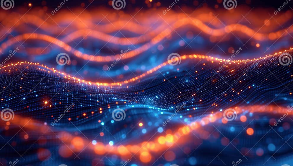 Abstract Background with Digital Data and Lights Stock Illustration ...