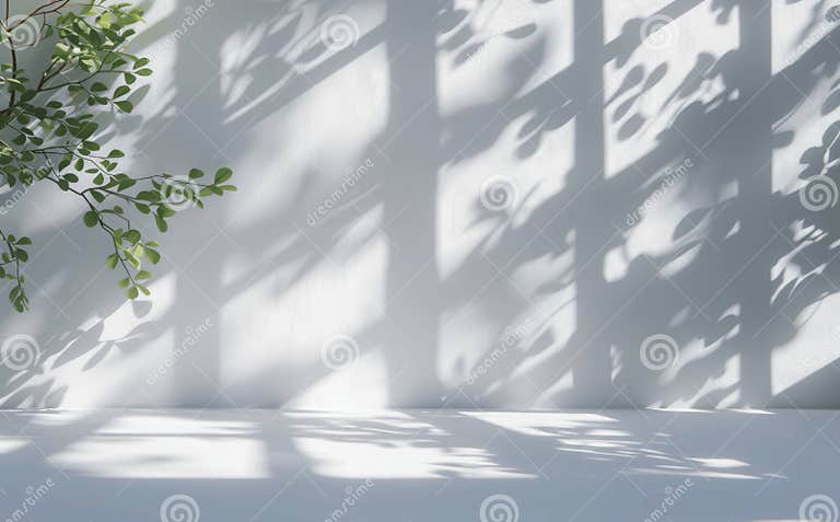 Minimalist Studio Room Background with Window and Tree Shadows Stock ...