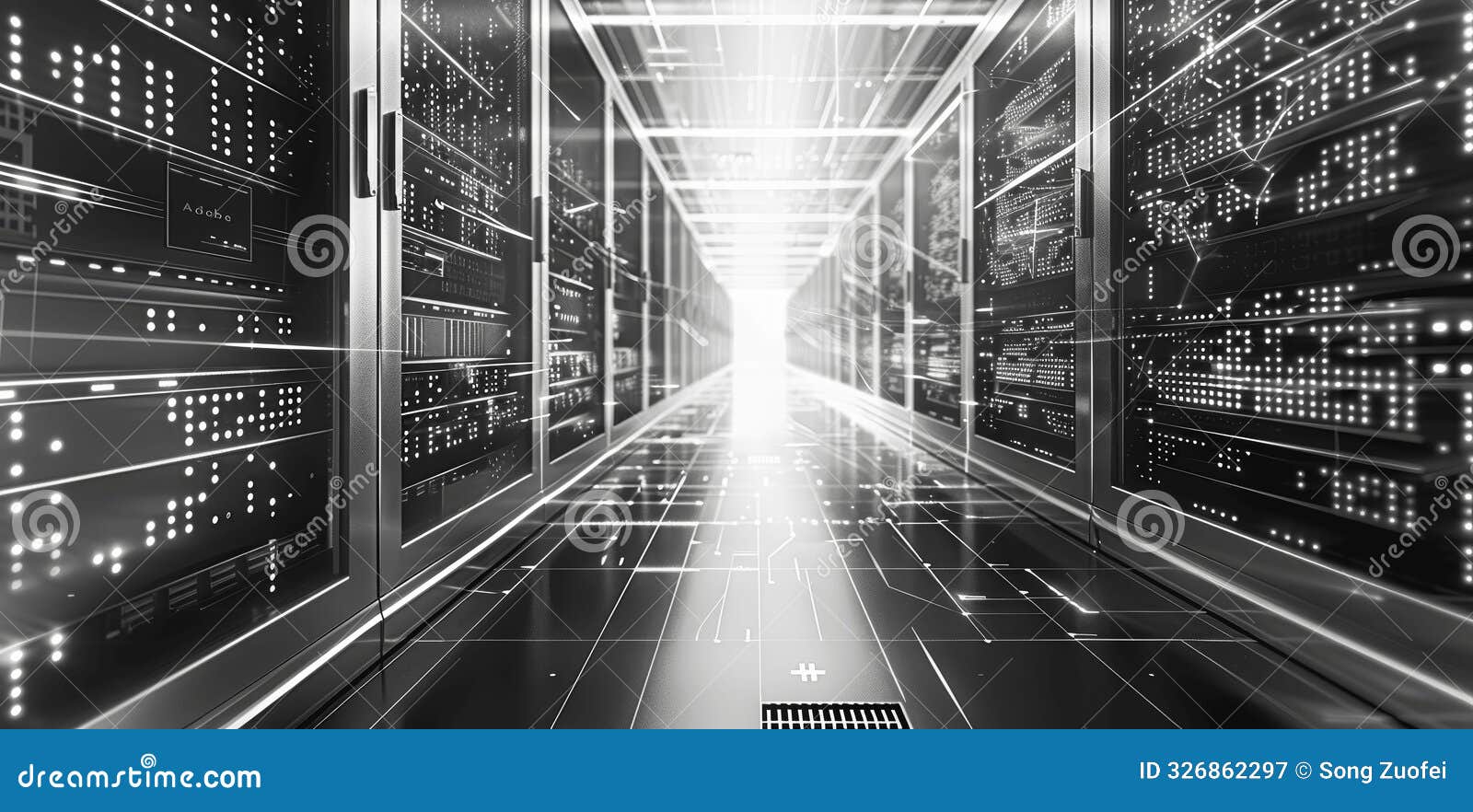 Abstract Data Center Drawing - Server Racks, it Concept, Black and ...