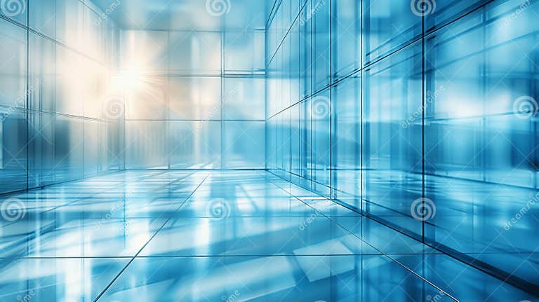 Abstract Glass Building Interior with Light Effects Stock Illustration ...