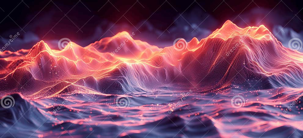 Abstract Neon Wave Mountain Data Visualisation for Posters and Banners Stock Illustration ...