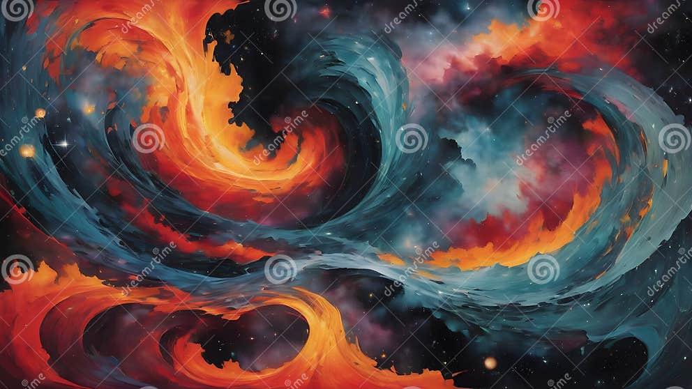 Blue and Red Fire Style in Image with Movement in Paint Strokes Stock ...