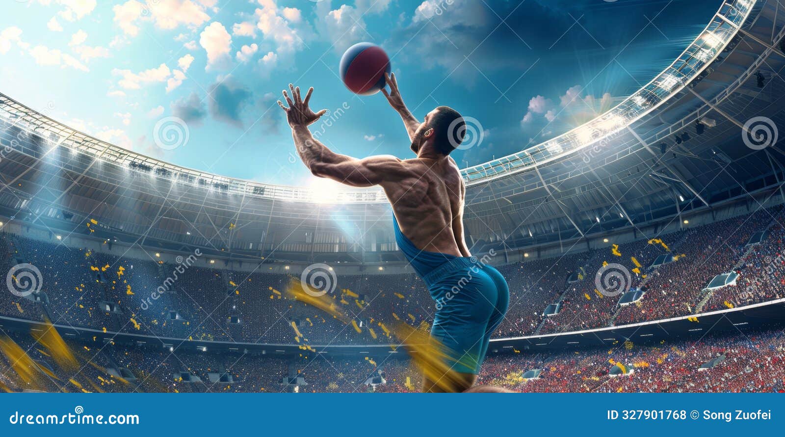 Intense Discus Thrower Captured in Swedish Stadium with Fans Stock ...