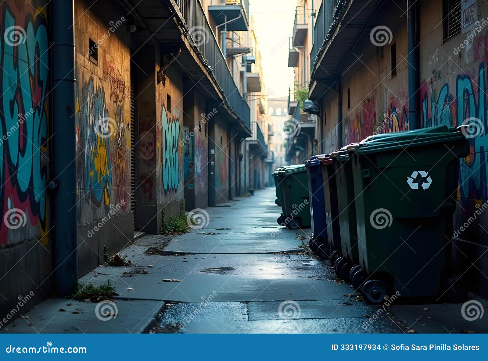 Garbage and Recycling Bins for Plastic Trash City Street with People ...