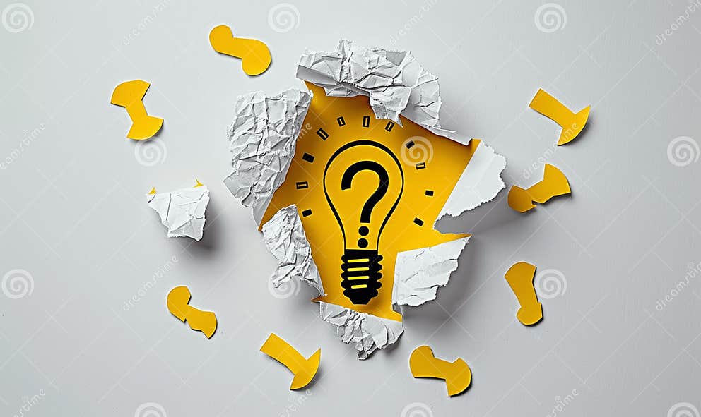 Innovative Business Concept with Lightbulb and Question Marks Stock ...
