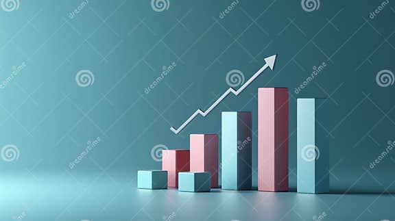 Minimalist Rising Bar Graph with White Arrow on Blue Background Stock ...