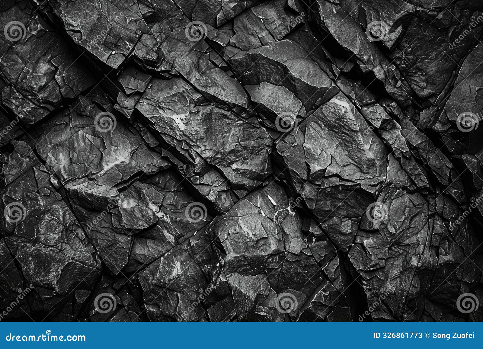 Dark Black and White Rock Texture Background with Crumbled Granite ...