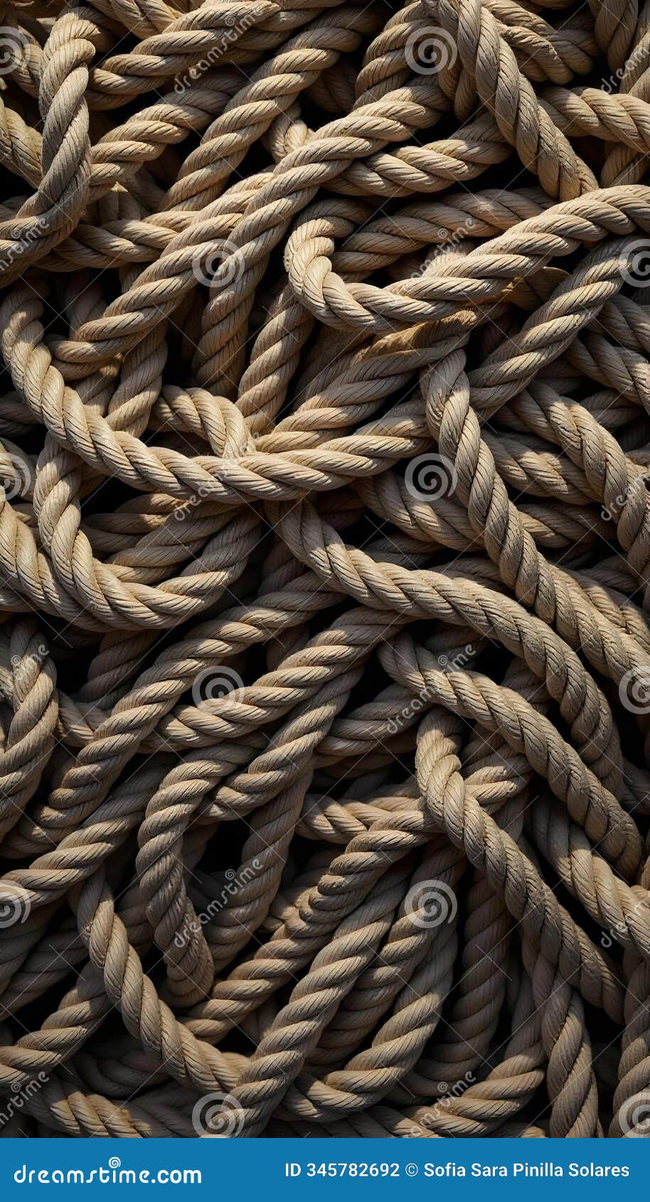 A Big Tangled Jute Rope With A Worried Man Stock Image | CartoonDealer ...