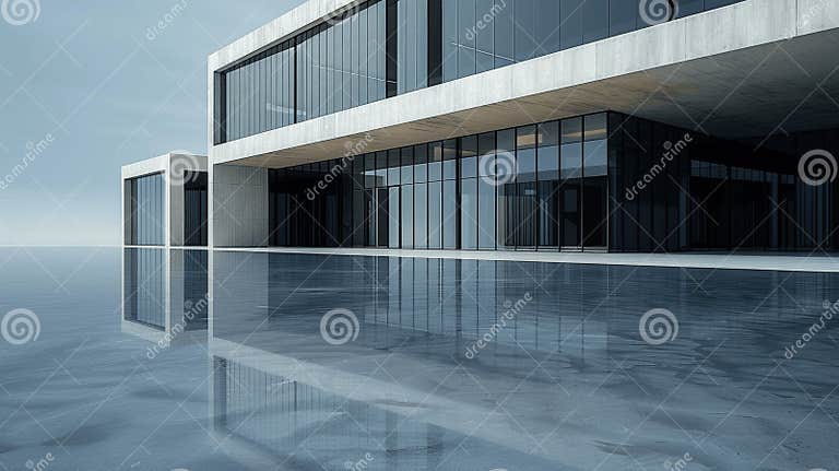 Award-Winning Minimalist White Glass Building with Sharp Edges Stock ...