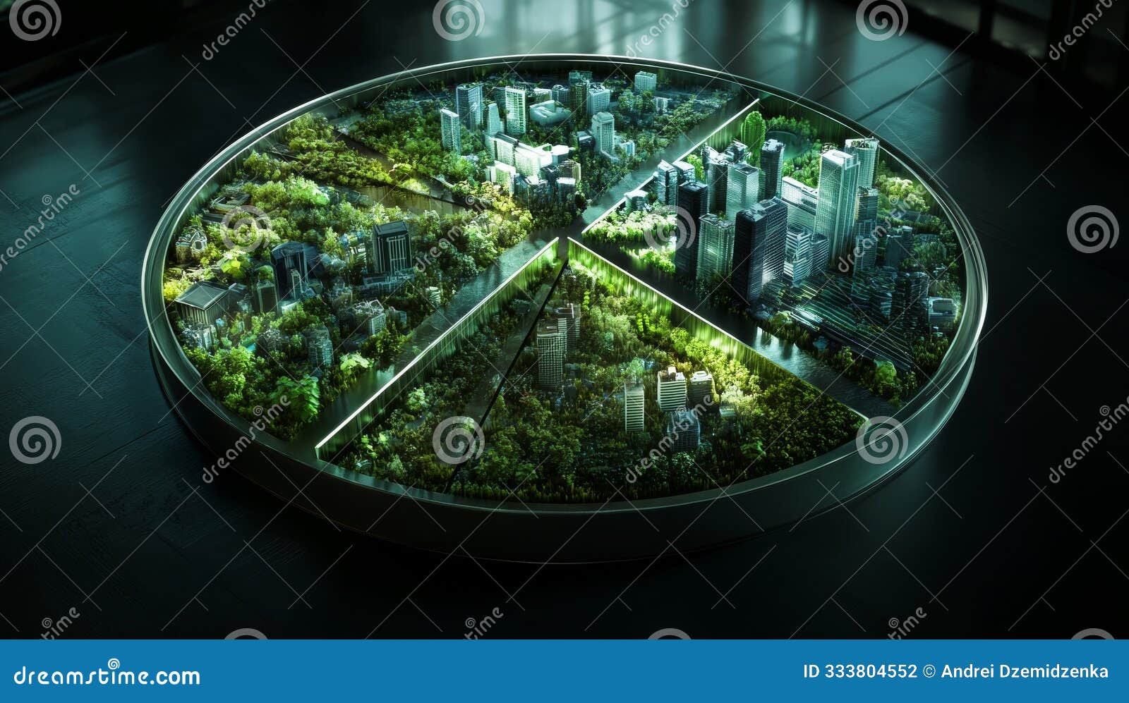 An Image Generated by AI Depicts a Pie Chart with Lush Greenery and a ...