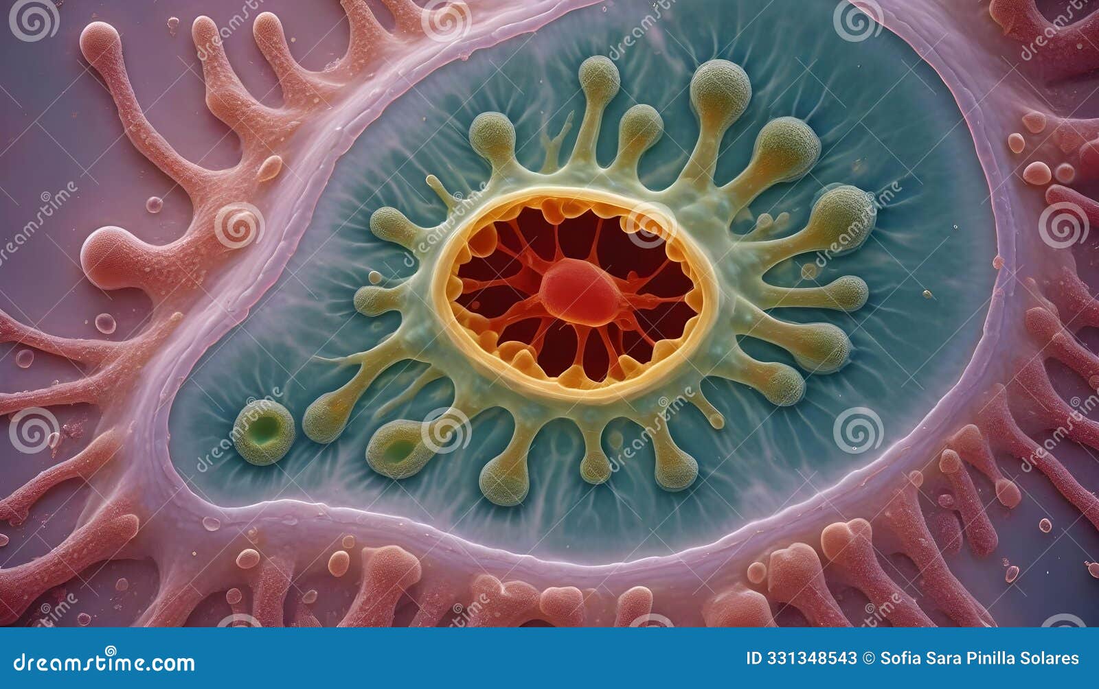 Amoeba Cellular Structures Detailed Microscopic View Stock Illustration ...