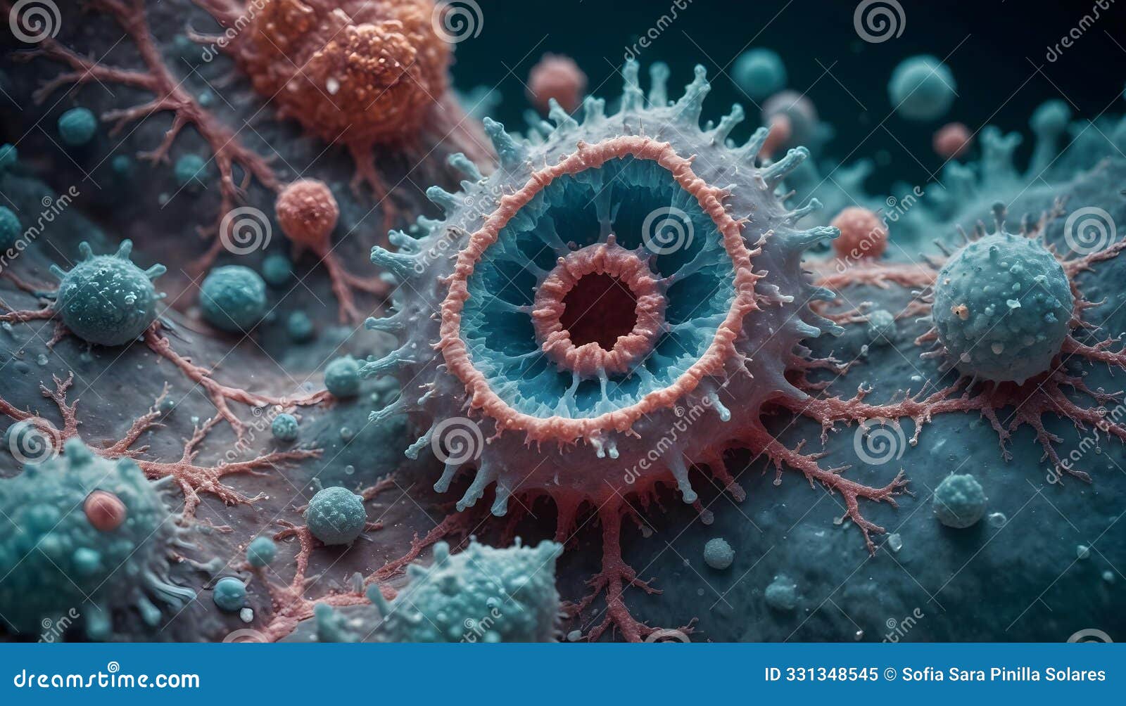 Amoeba Cellular Structures Detailed Microscopic View Stock Illustration ...