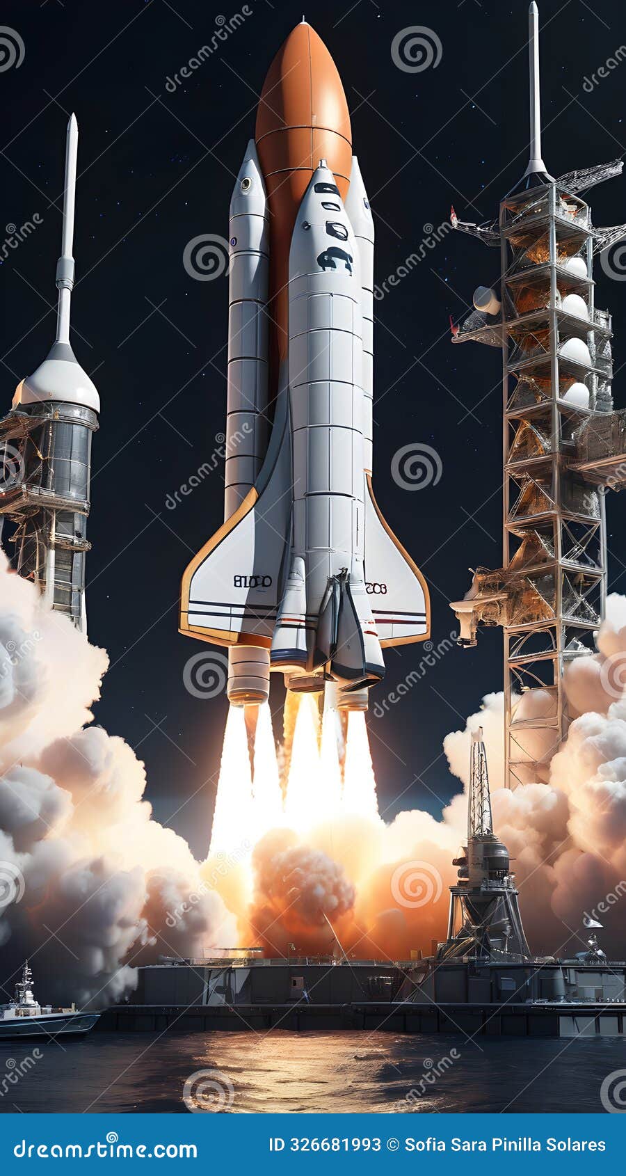 Manga Style Shuttle or Rocket Launch Pad with Computers Stock ...