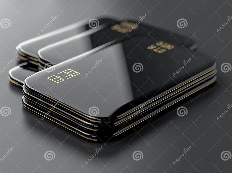 Black Plastic Card Mockup on Dark Background for Business or Gift Use ...