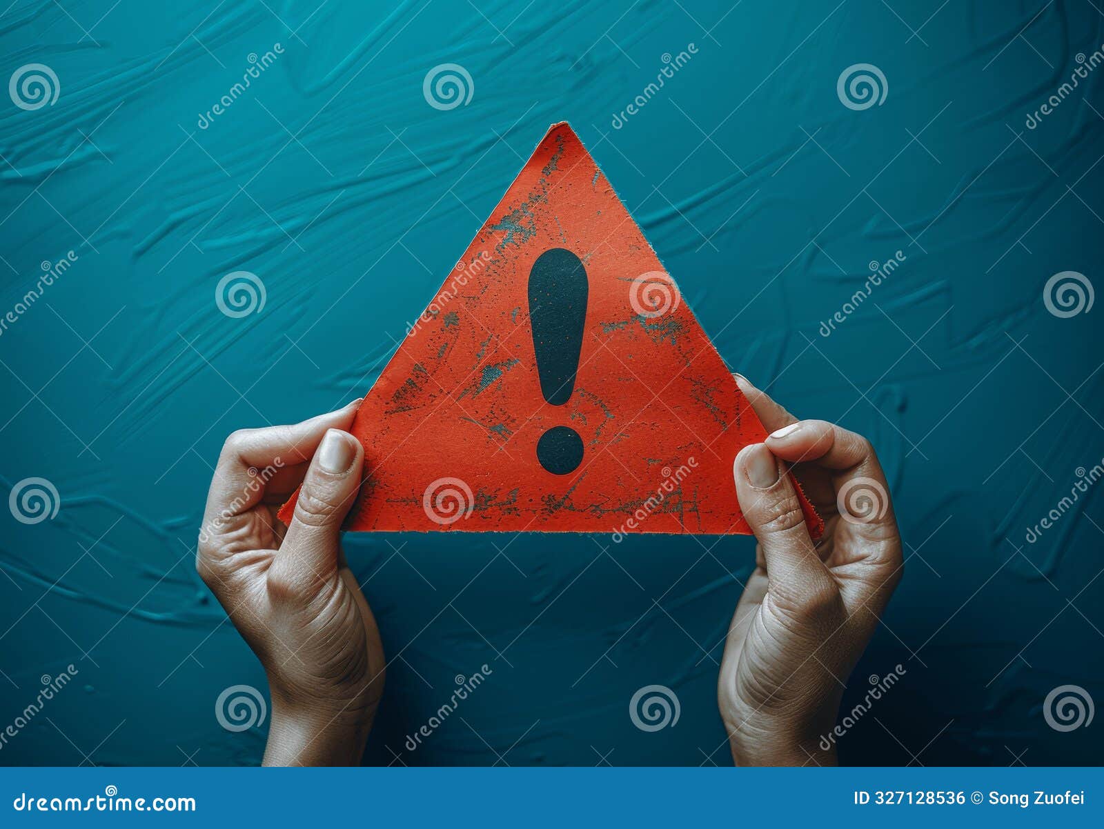 Caution Alert: Hand Holding Warning Sign for Cybersecurity Risks Stock ...
