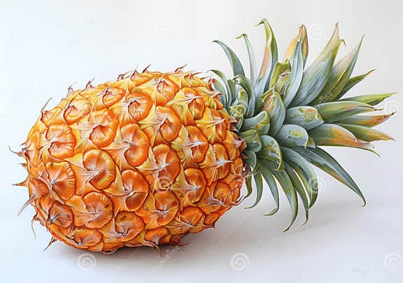 Hand Drawn Hyper-Realistic Pineapple Illustration in Colored Pencils ...