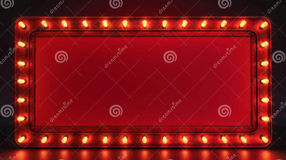 Illuminated Retro Red Marquee Signboard for Advertising Stock ...