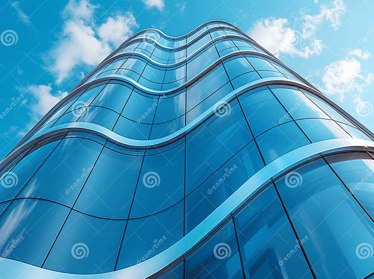 Modern Skyscraper with Curved Glass Windows in High Resolution Vector ...